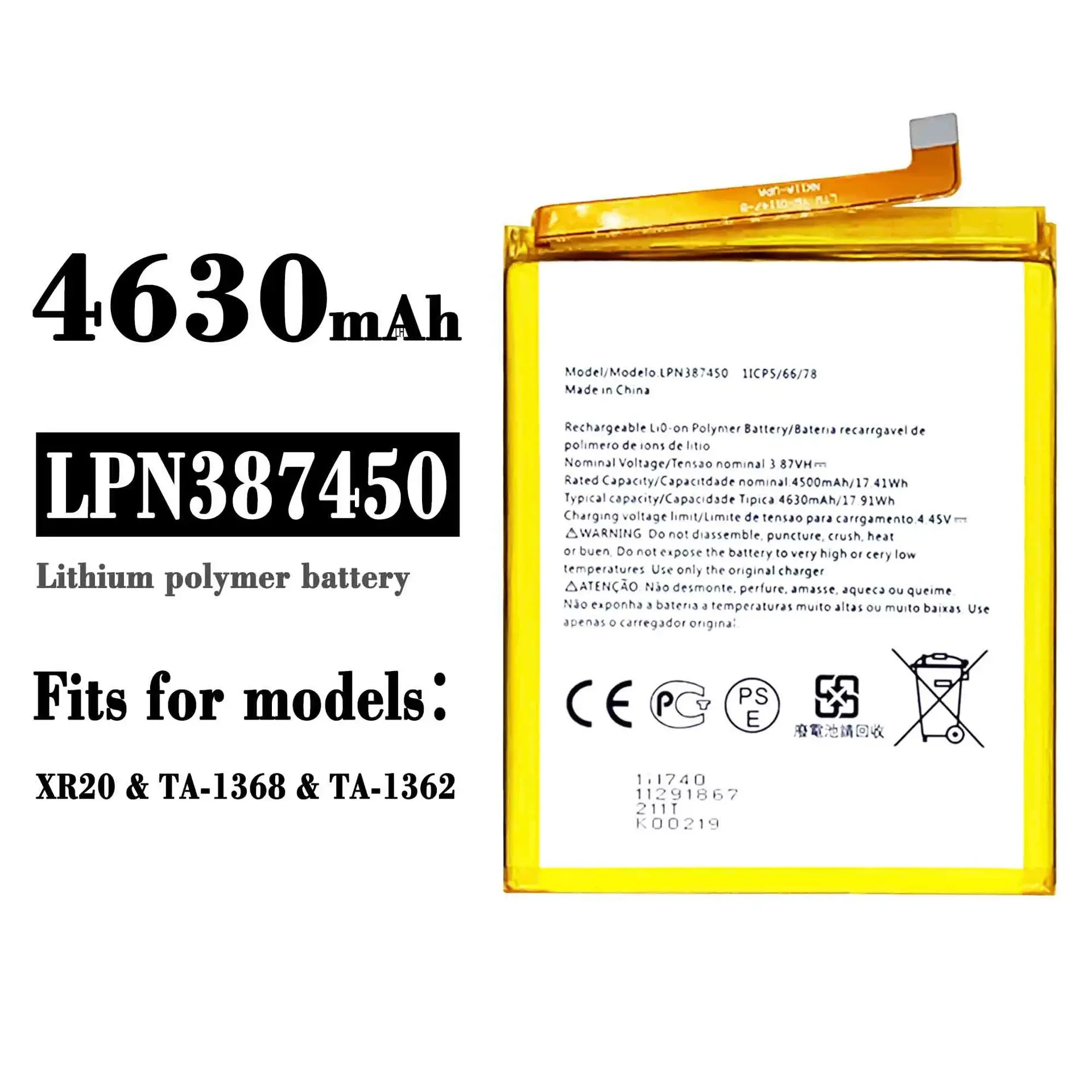 LPN387450-High-Quality-4630mAh-Replacement-Battery-For-Nokia-XR20-N910 ...
