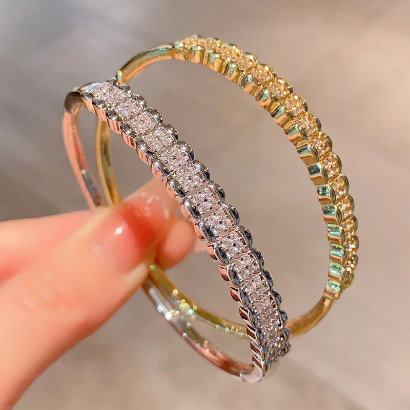 fashion Zircon New luxury adjustable Full Diamond Bangle Fashion Women ...