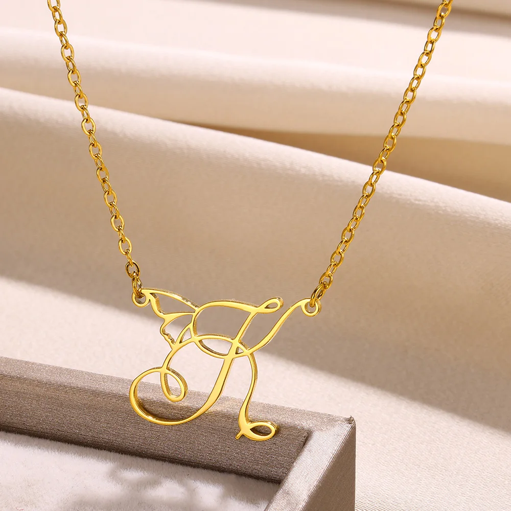 New-Butterfly-Wings-26-Letter-Pendant-Necklace-for-Women-Sweet-Romantic ...