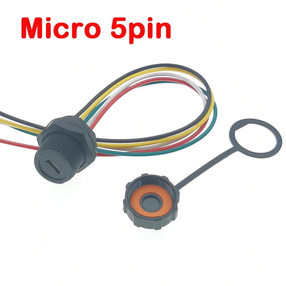 1pcs-Threaded-IP67-waterproof-MICRO-USB-Connector-USB-Micro-Plug-Socket ...