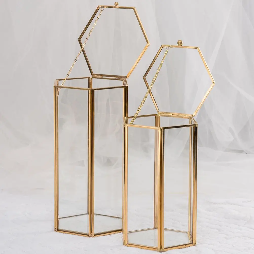 Golden-Retro-Copper-Frame-Hexagon-Flip-Top-Makeup-Brush-Organizer-Glass ...