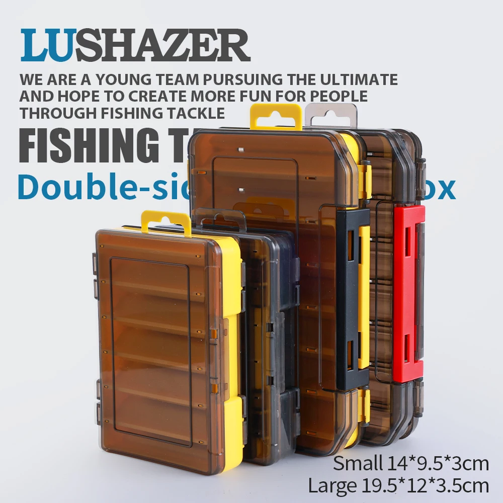 LUSHAZER Fishing Box for Lures Double Sided Plastic bait Boxes Fly ...