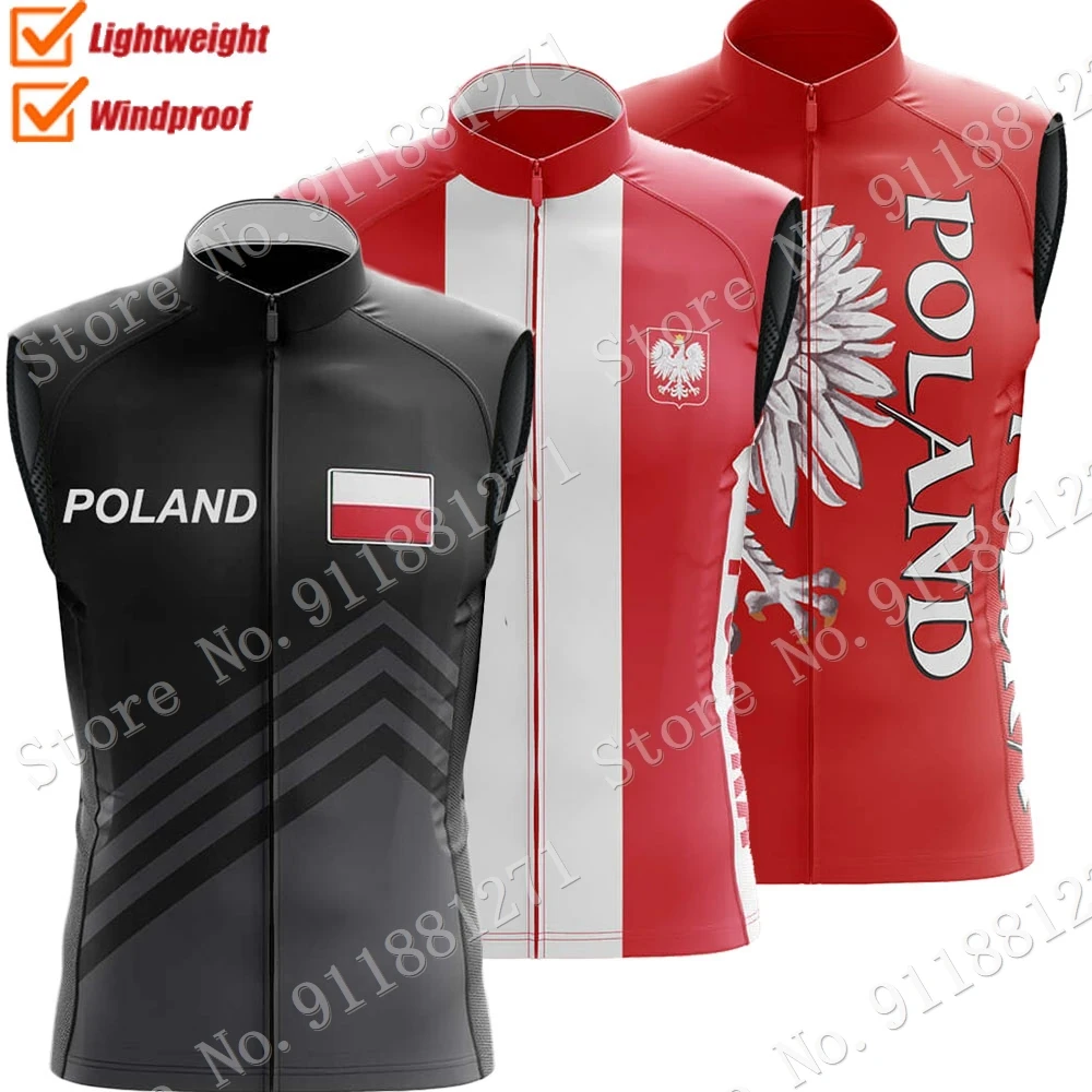 Poland Cycling Vest Team 2023 Wind Vest Windproof Lightweight Race Road ...