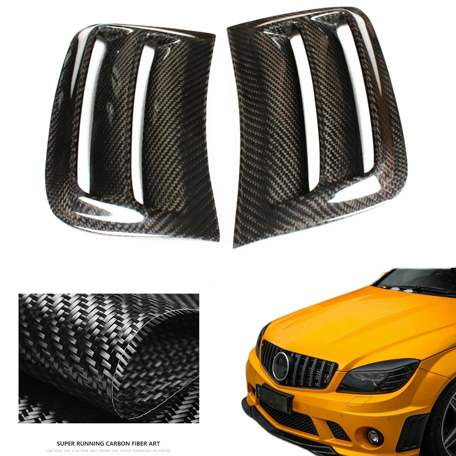Carbon-Fiber-Front-Side-Bumper-Air-Vent-Trim-Wheel-Fender-Hood-Intake ...