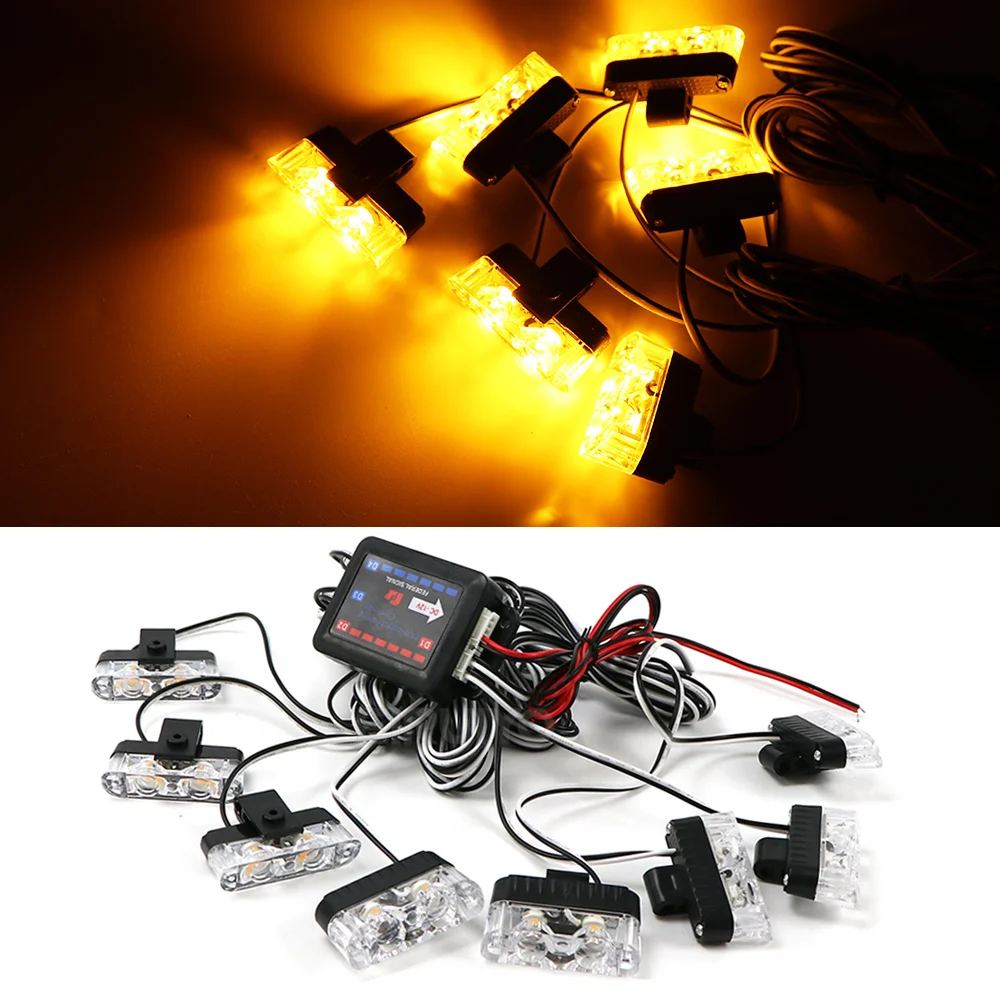 12-16-LED-Car-Front-Grille-Strobe-Light-12V-LED-Flashing-Emergency-Lamp ...