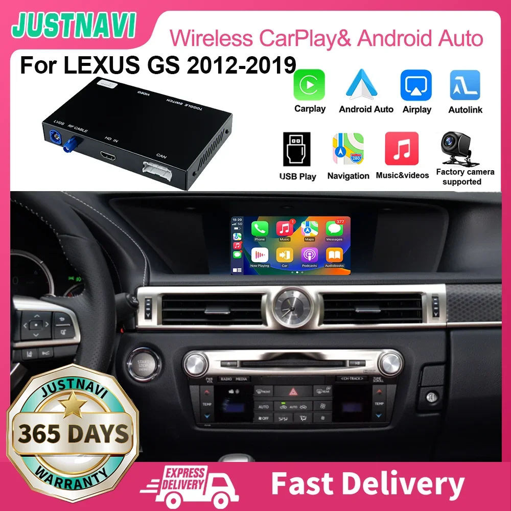 JUSTNAVI-Wireless-Apple-CarPlay-Android-Auto-Smart-AI-BOX-For-Lexus-GS ...