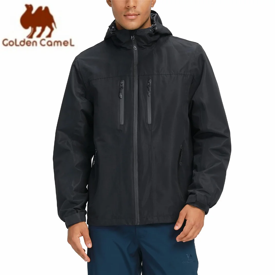 GOLDEN-CAMEL-Mens-Waterproof-Softshell-Jacket-Lightweight-Single-Hooded ...
