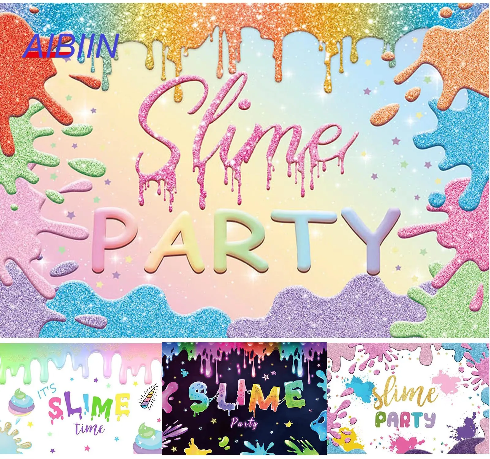 AIBIIN Slime Party Backdrop Baby Shower Birthday Photography Background ...