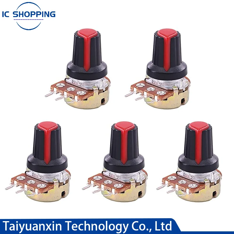5pcs Wh148 Single Linked Potentiometer With Cap B1k 2k 5k 10k 20k 50k ...