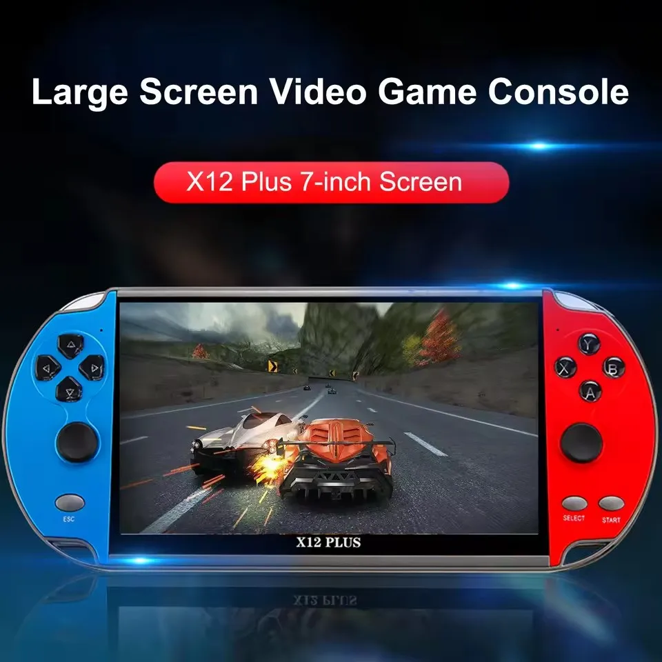 New X12 Plus 7inch Large Screen 10000 Games Min Portable Video Handheld ...