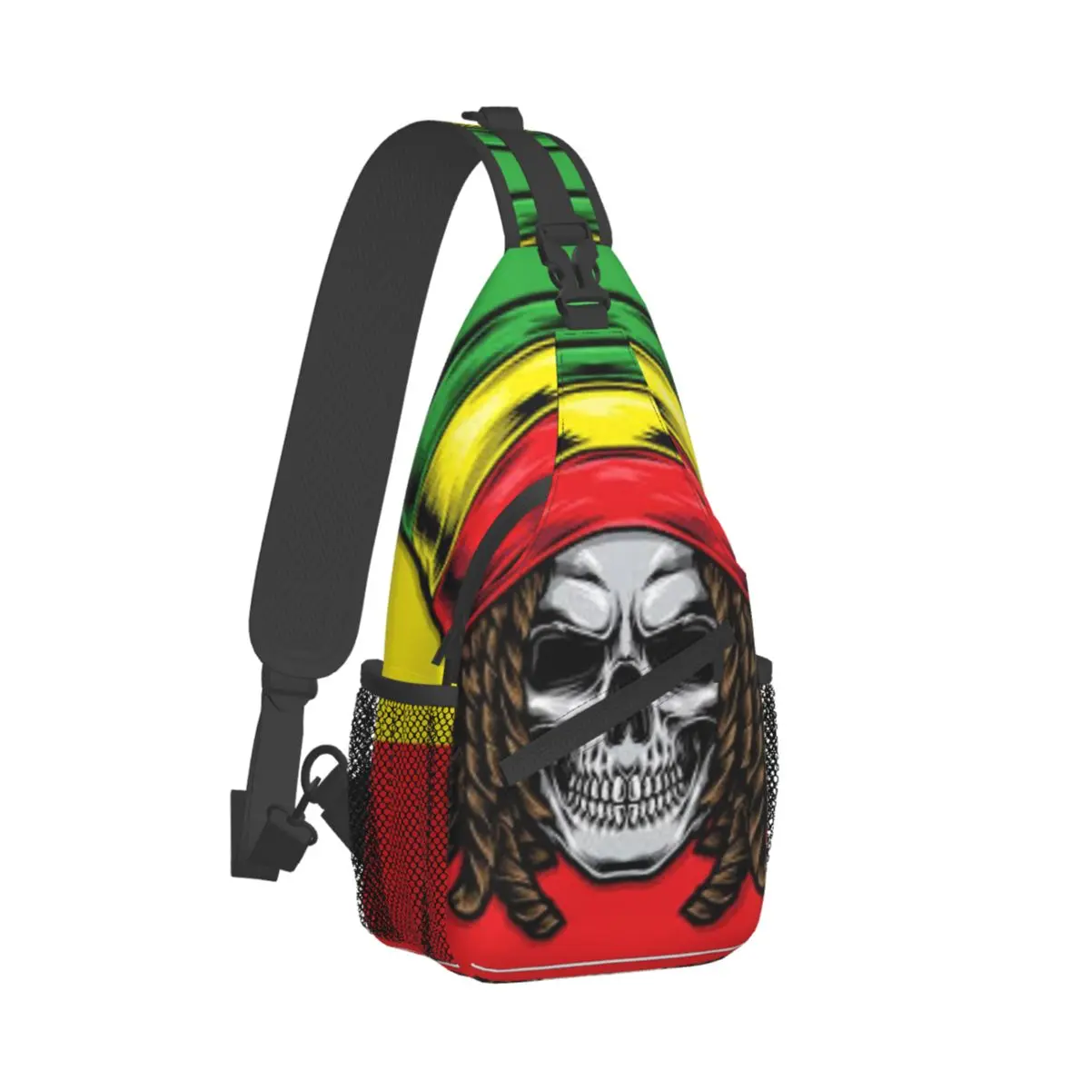Rasta Skull Sling Bags Chest Crossbody Shoulder Backpack Travel Hiking ...