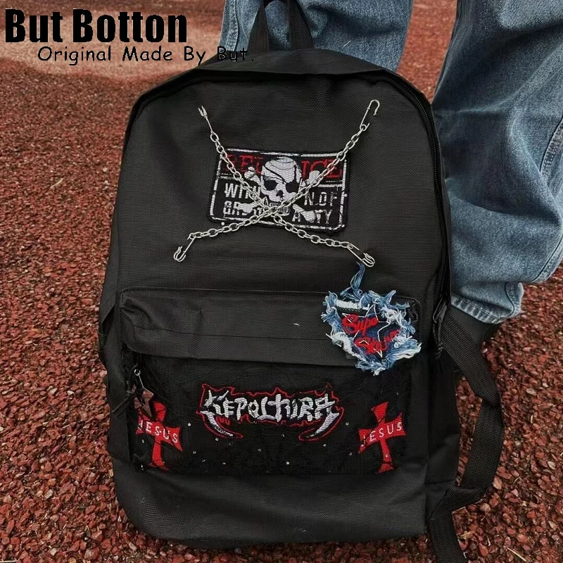 Streetwear Back large capacity schoolbags women Men cute sweet spicy ...