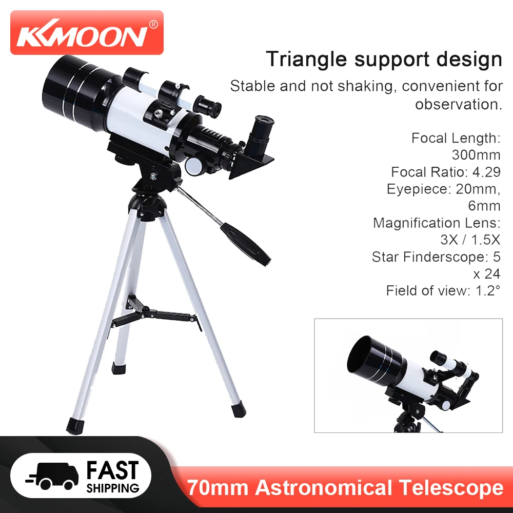 KKMOON-70mm-Astronomical-Telescope-150X-Beginners-Monocular-Moon ...