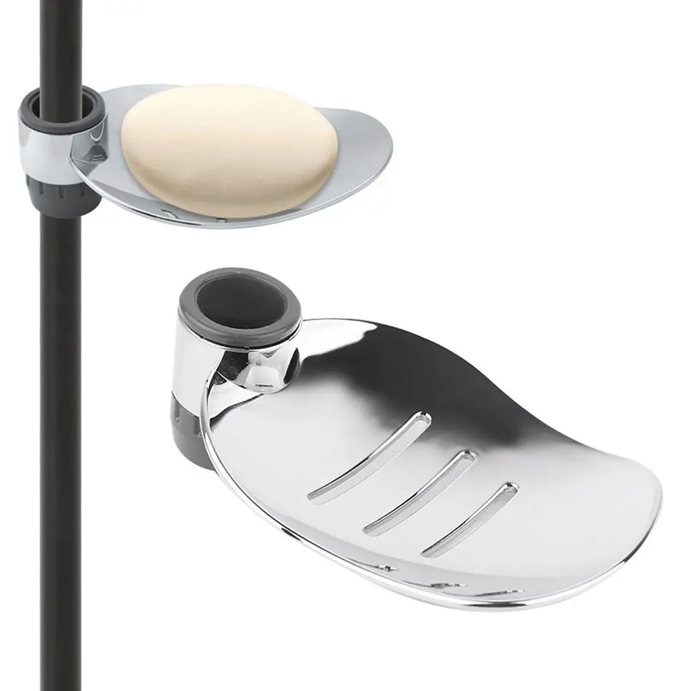 Leaf-Shape-Shower-Soap-Tray-ABS-Chrome-Adjustable-Rail-Slide-Drainage ...