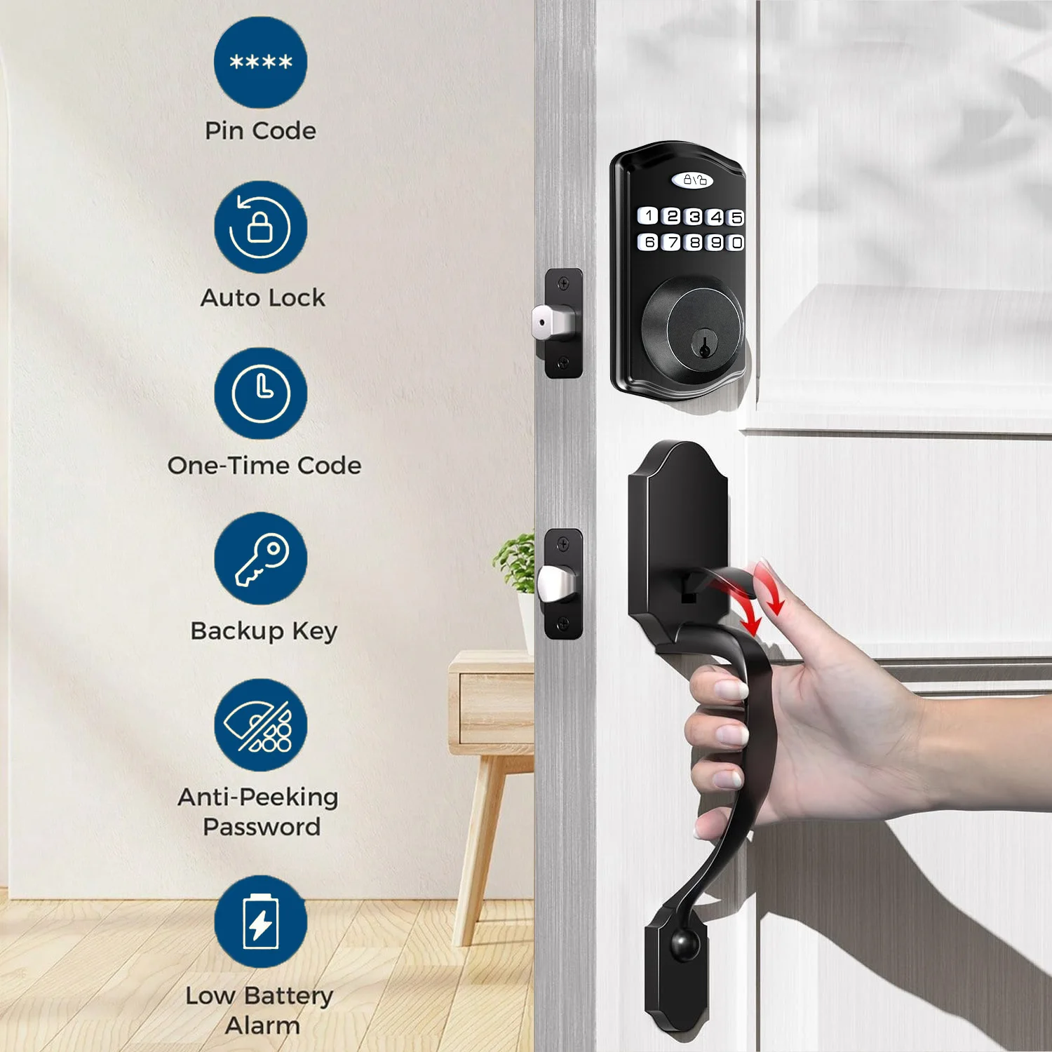 Electronic Keypad Smart Deadbolt and Front Door Handle Set, Keyless ...