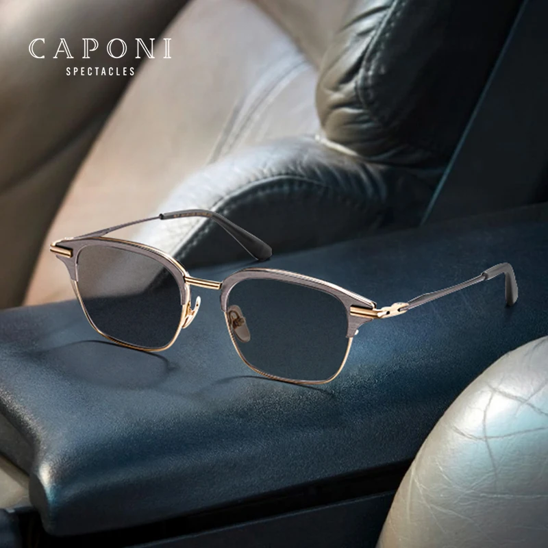 CAPONI New Photochromic Men's Sun Glasses Polarized Pure Titanium ...