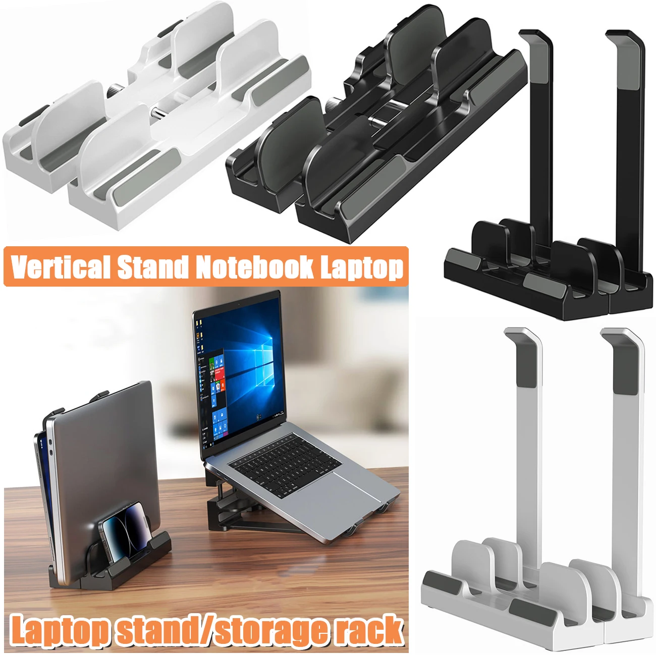 Universal-Laptop-Vertical-Stand-Dual-Desktop-Stand-Adjustable-Notebook ...