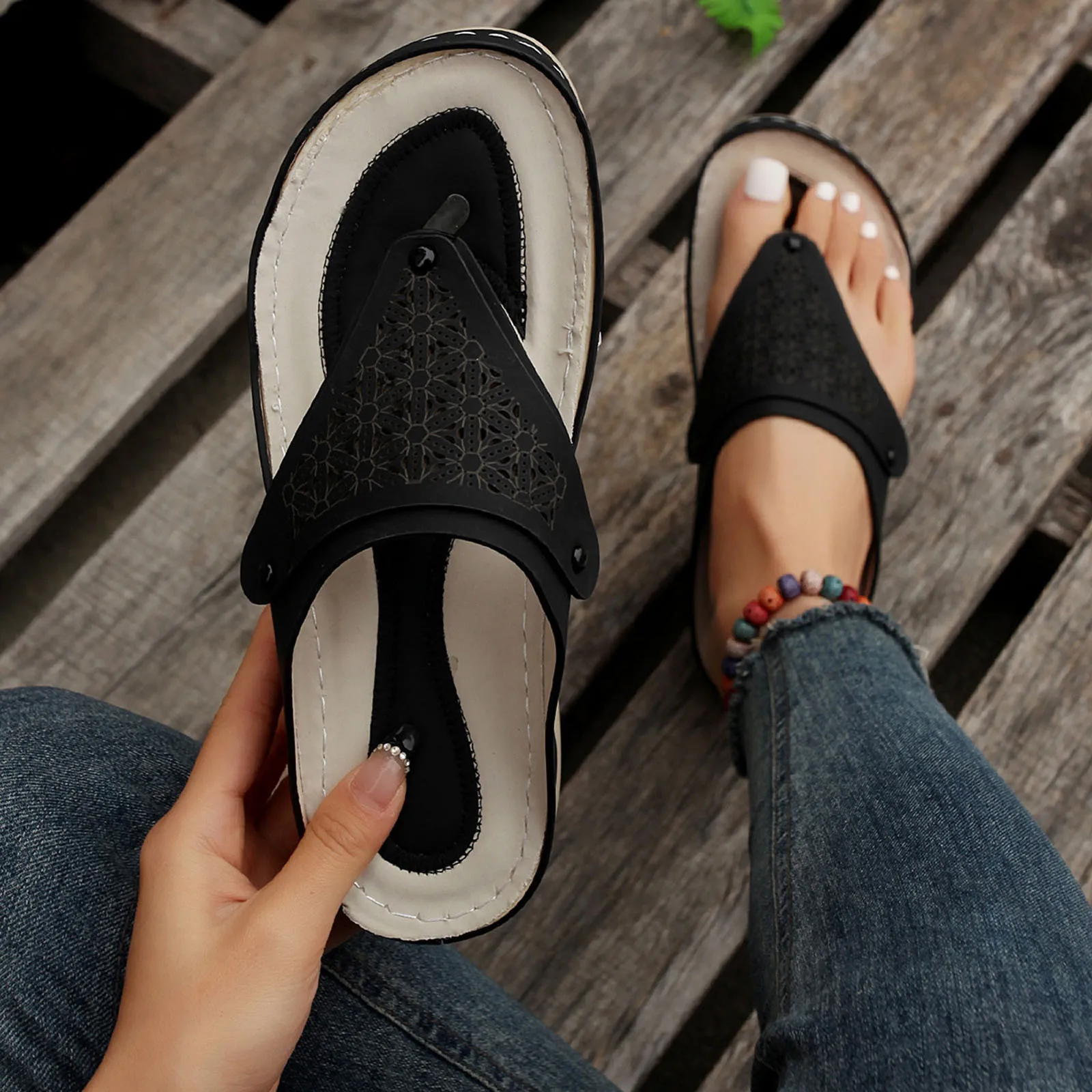 Fashion-Women-Summer-Solid-Wedges-Breathable-Slip-On-Open-Toe-Sandals ...