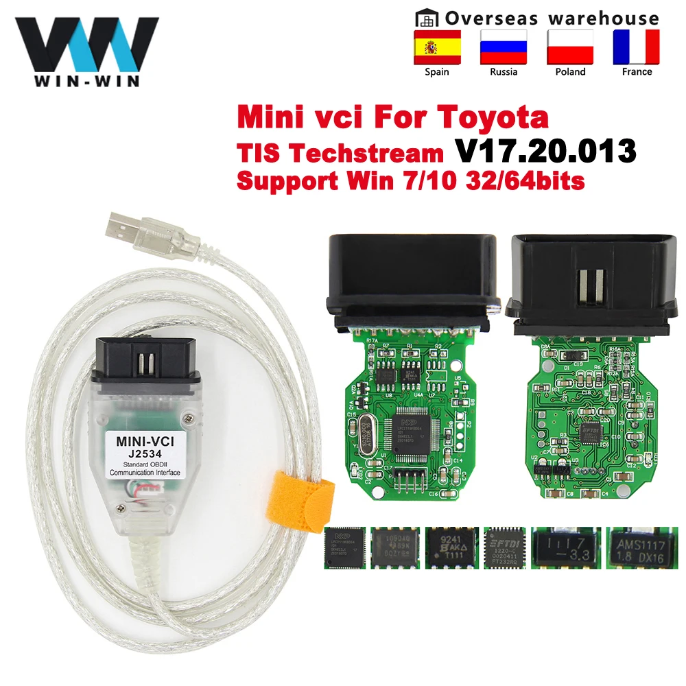 Mini Vci For Toyota Tis Techstream V17.00.020 Minivci Ftdi For J2534 ...
