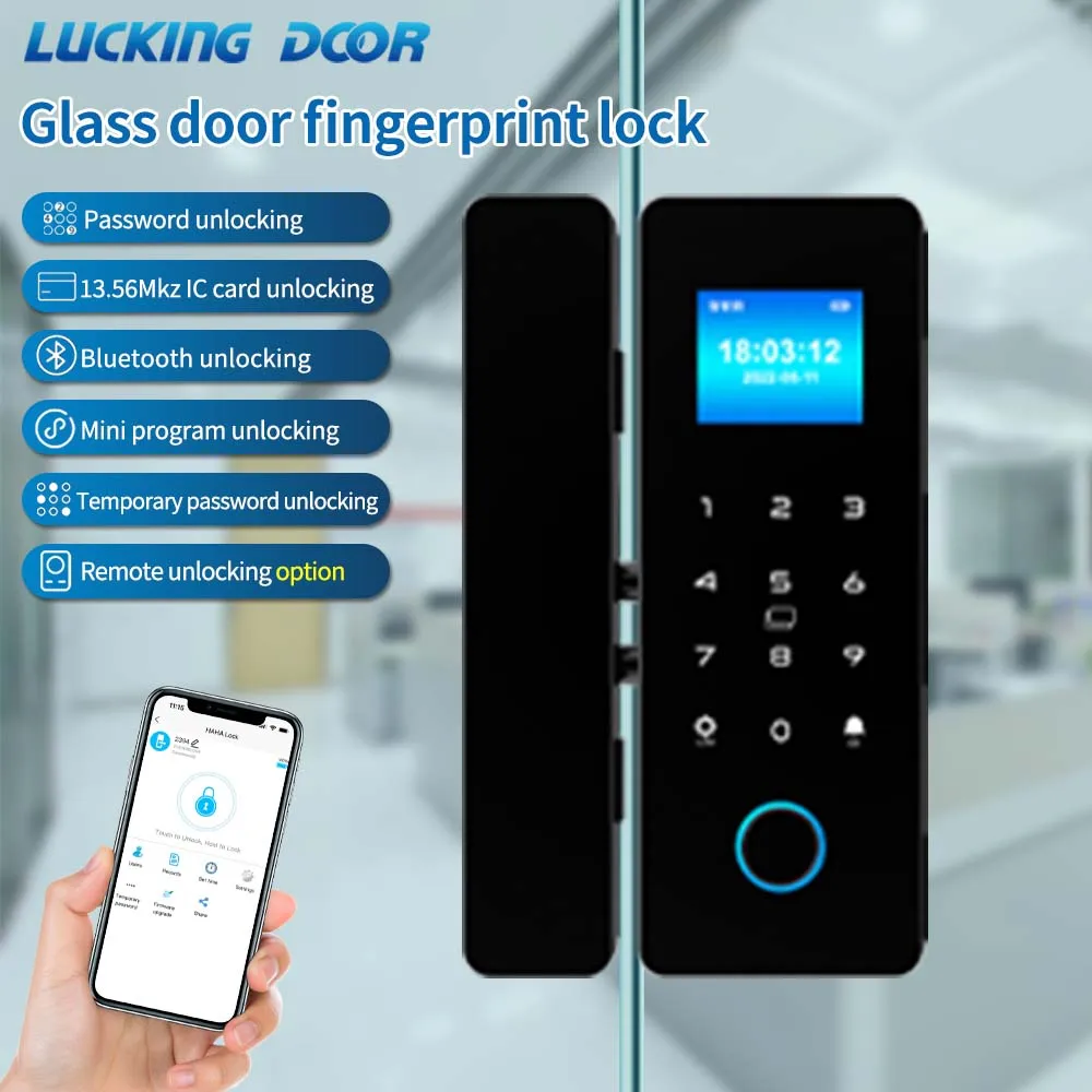 Electronic-Digital-Lock-Fingerprint-Glass-Door-Lock-Bluetooth-HAHA-Lock ...