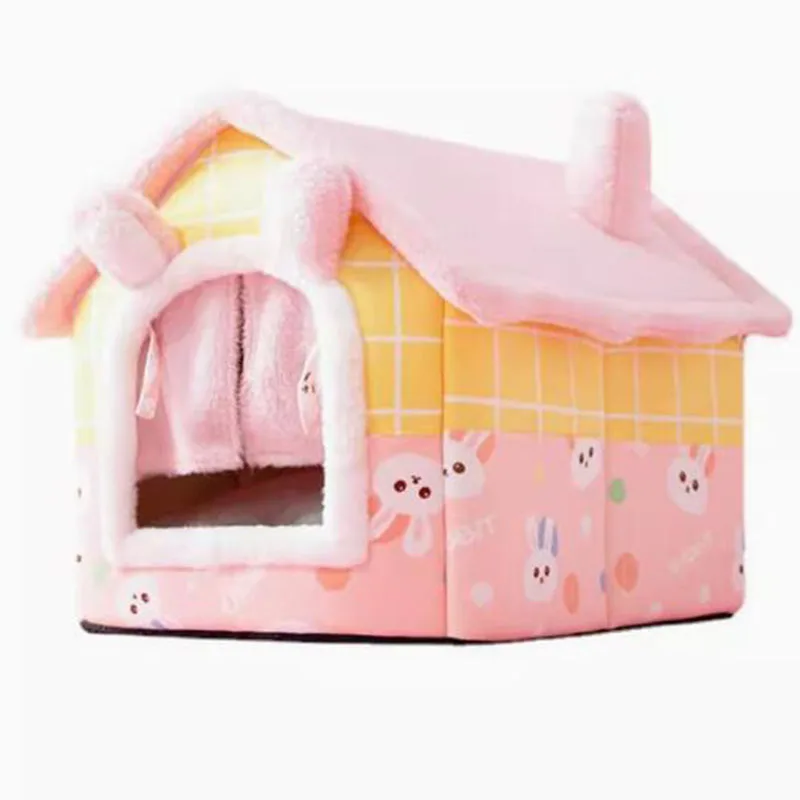 Thickened-Plush-Pet-House-Fully-Enclosed-Removable-and-Washable-Cotton ...