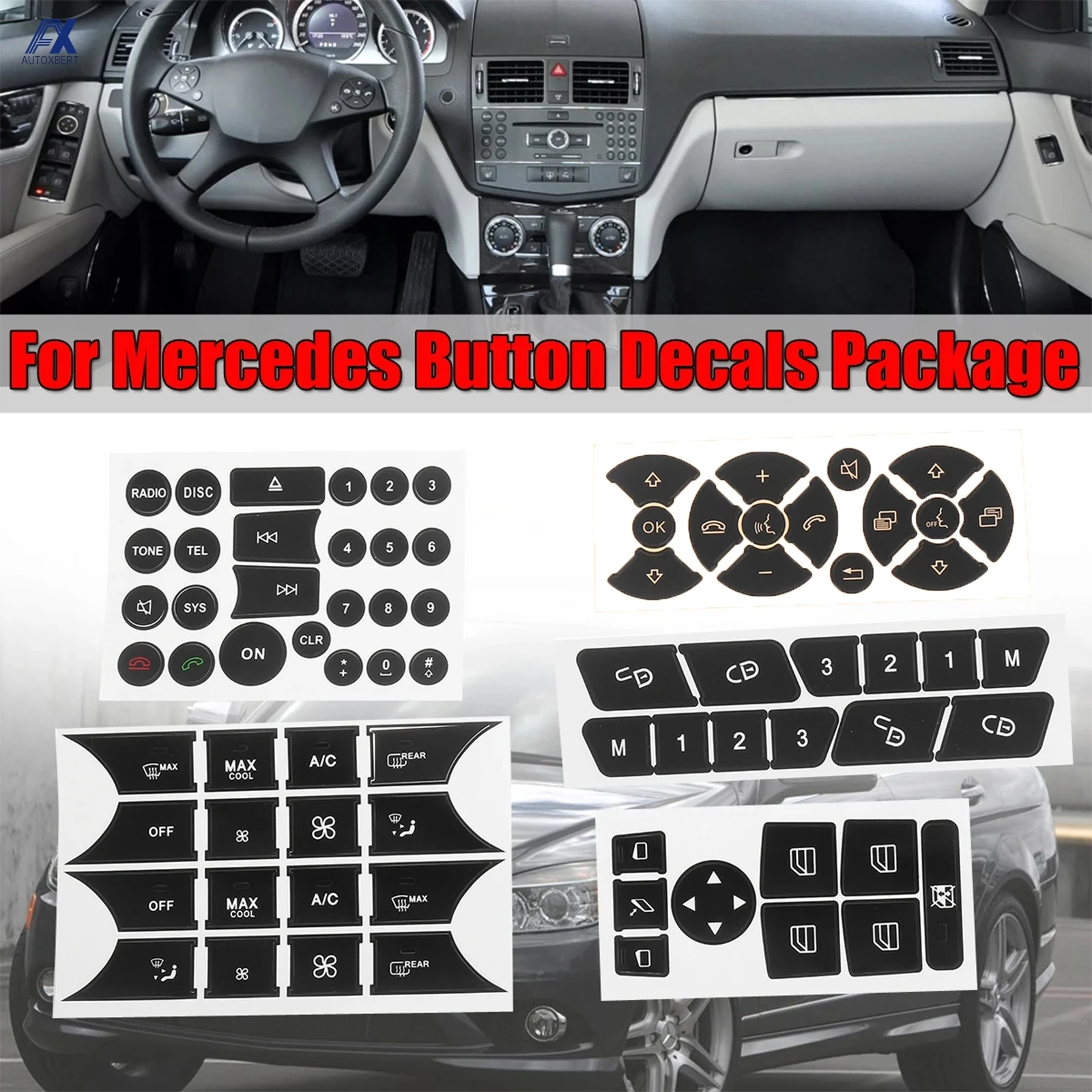 Car-Button-Repair-Sticker-Matte-Stickers-For-Mercedes-For-Benz-W204 ...