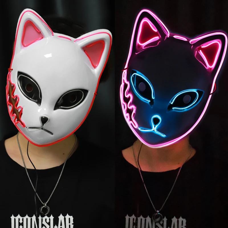 Anime Cat Mask Face | Cat Mask Led Halloween | Cosplay Anime Cat Mask ...