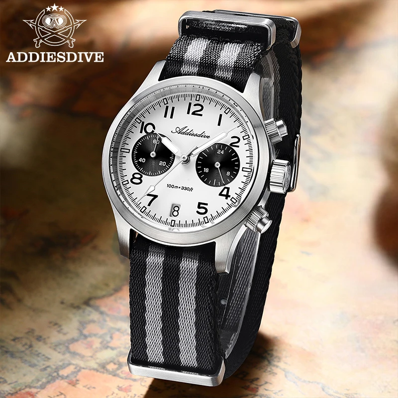 ADDIESDIVE 39mm Men's Chronograph Quartz Watch Waterproof Sapphire ...