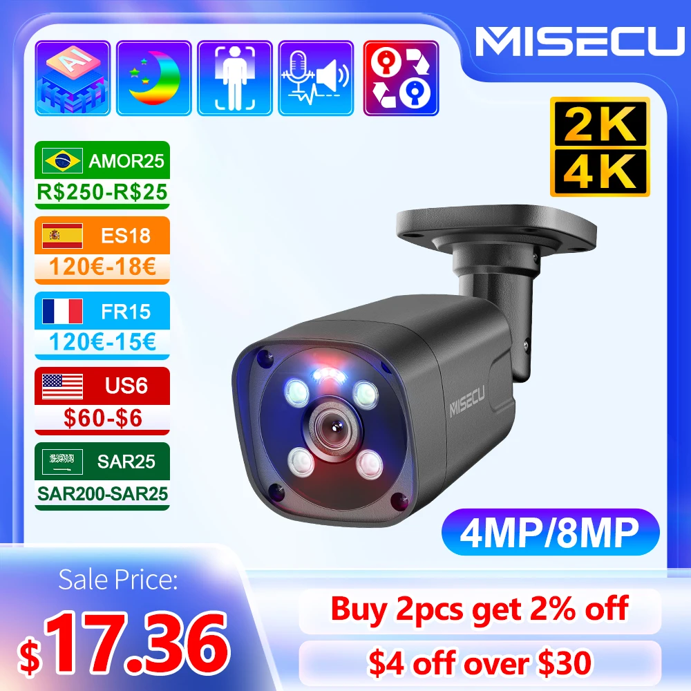 Misecu Ai Smart 5mp Poe Ip Ptz Camera Two Way Audio Color Night Vision ...