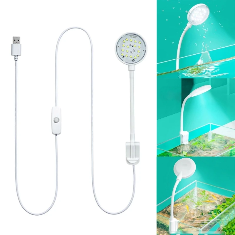 Small Aquarium Fish Bowl Light LED USB Chargeable Clip for Plant ...