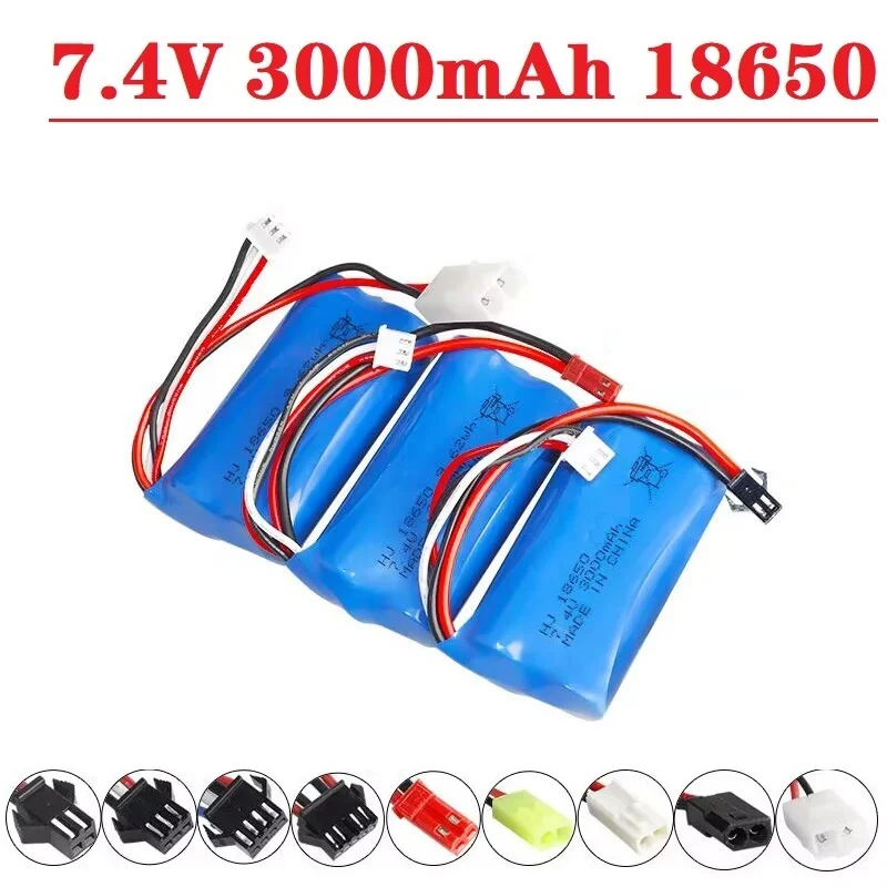 18650 battery 7.4V 3000Mah 25C Li-ion Battery For MJX T40 T40C F39 F49 T39 RC Helicopter Parts ...