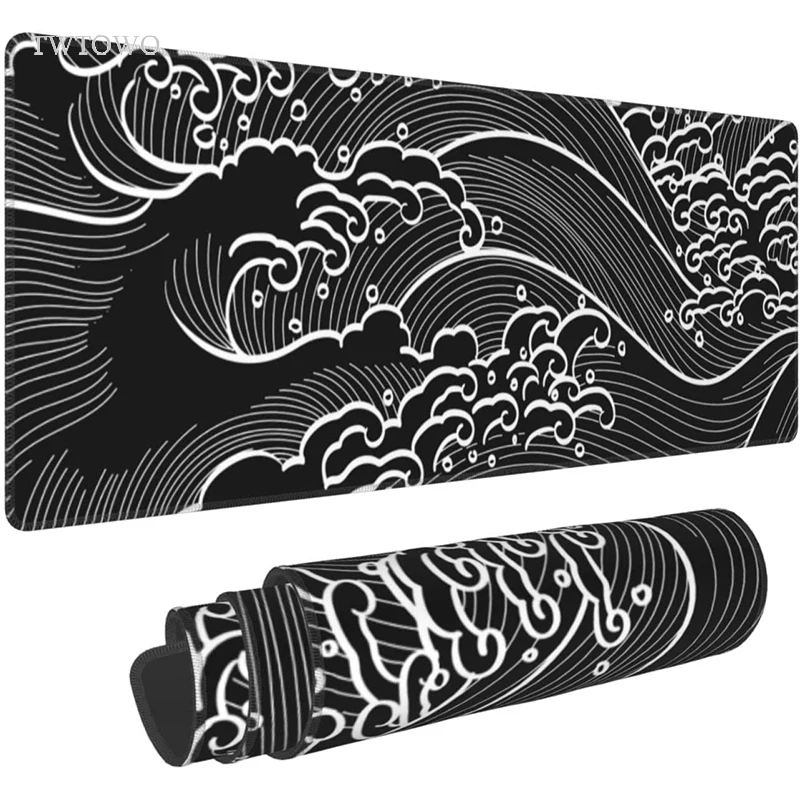 Black-And-White-Japanese-Waves-Mouse-Pad-Gamer-XL-Custom-Home-HD ...