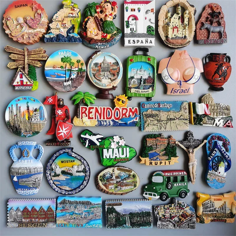 Fridge-Magnets-Tourist-Souvenir-Israel-Roma-Hawaii-Switzerland-Finland ...