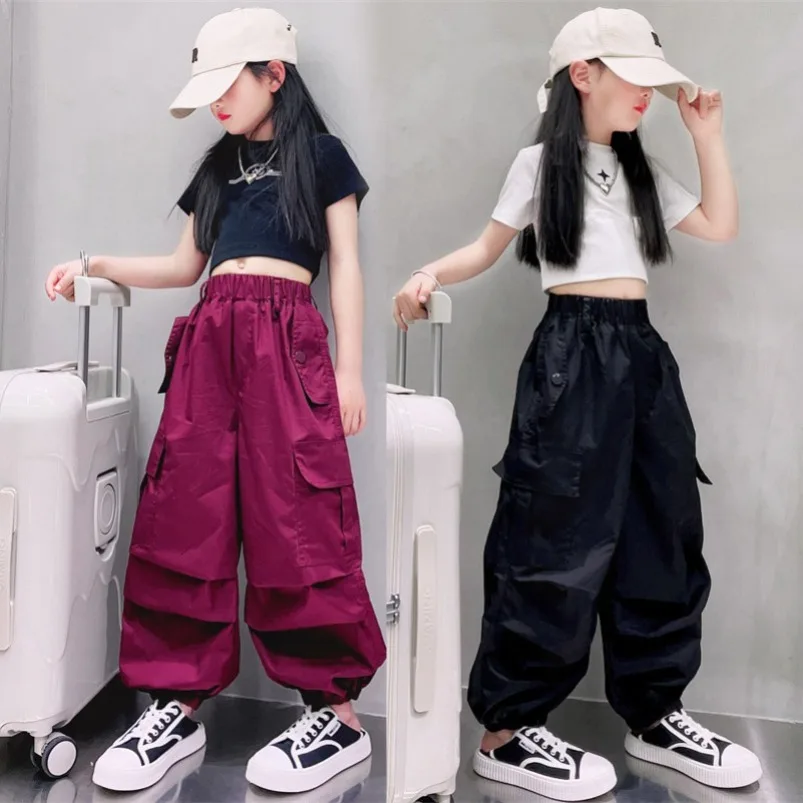 New-Summer-Girls-Cargo-Pants-Two-Pieces-Teenage-Children-Suit-School ...