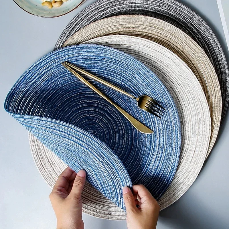 2Pcs-Set-38cm-Round-Ramie-Insulation-Pad-Solid-Placemats-Linen-Non-Slip ...