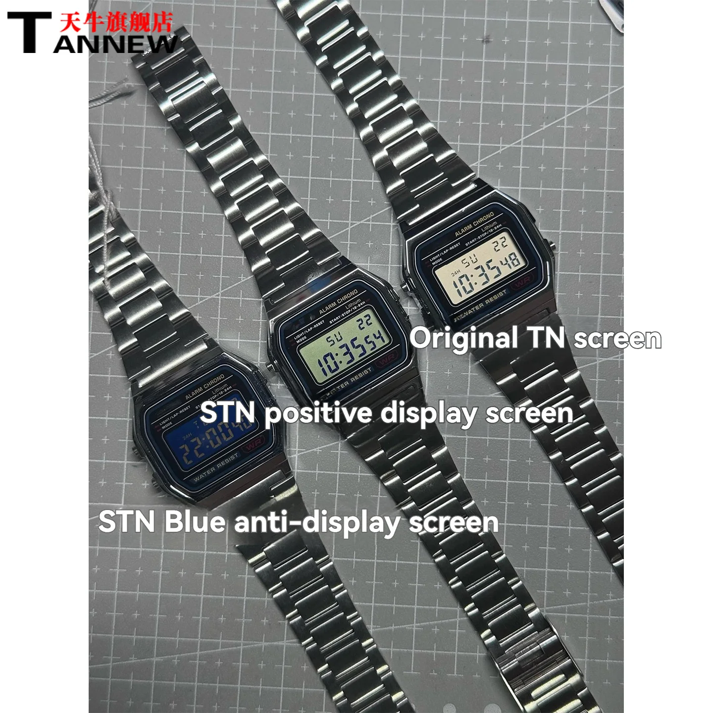 STN LCD Screen Mod for Casio Watch F-91W F-105 A158 A159 A168 Series ...