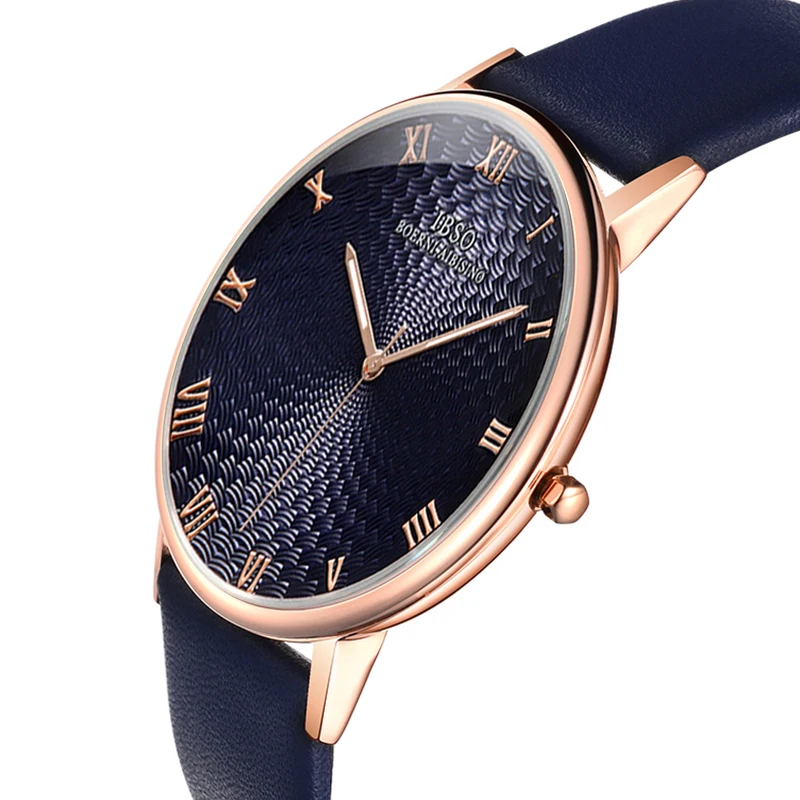 Modern-Business-Mens-Wristwatches-Luxury-Blue-Leather-Water-Resistant ...