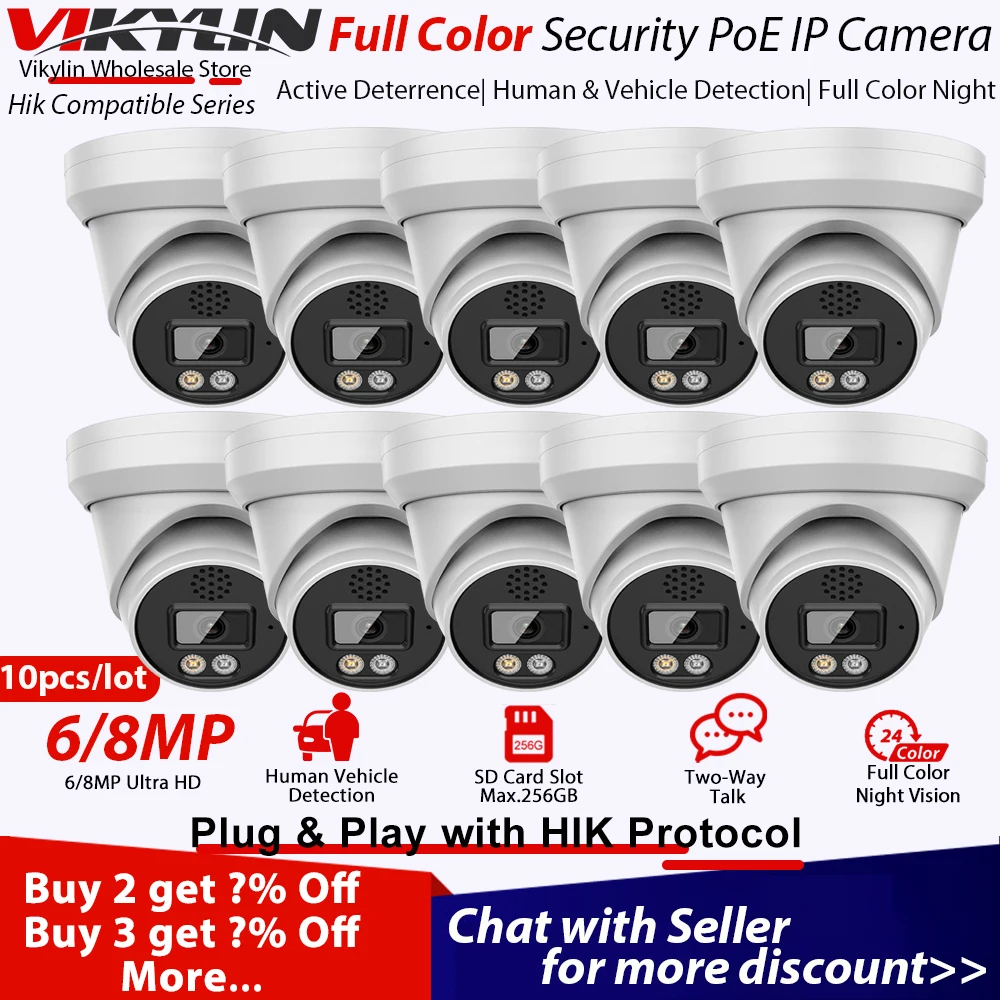 Vikylin IP Security Camera 8MP 4K ColorVu Hik Protocol Onvif 6MP POE ...