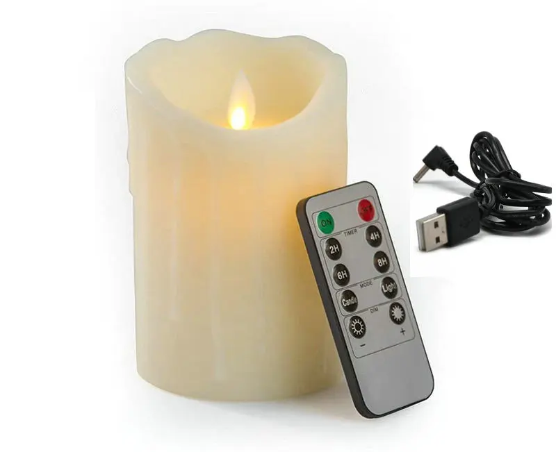 USB-Rechargeable-Flameless-Electric-Candle-Light-Dipped-Paraffin-Wax ...