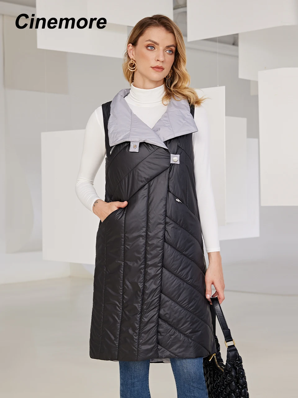 Cinemore-Down-Jacket-Female-Winter-2022-Sleeveless-Thin-Cotton-Long ...