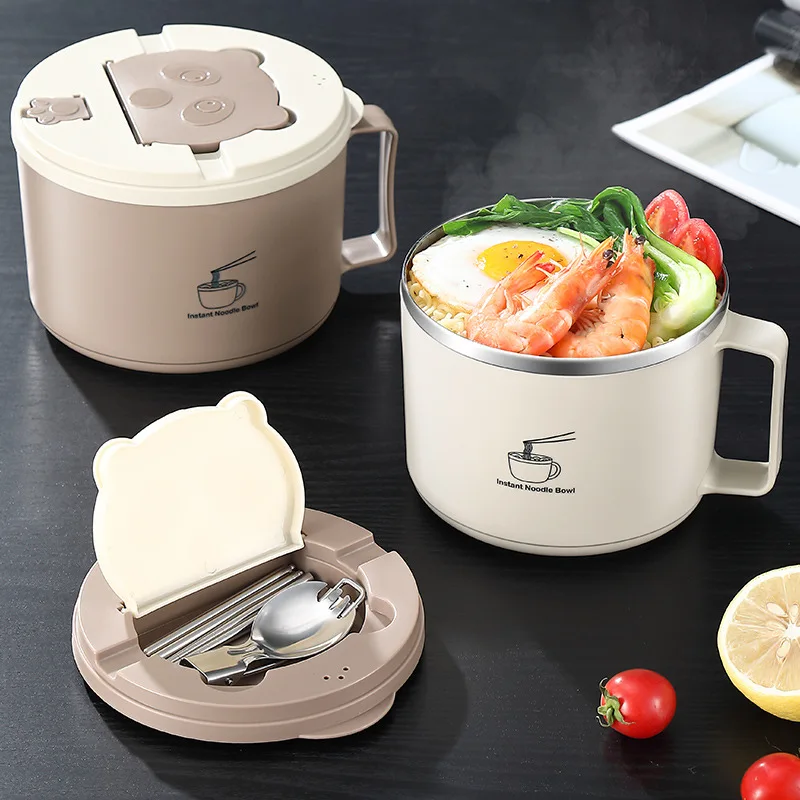 304-Stainless-Steel-Instant-Noodle-Bowl-with-Lid-Anti-Scalding-Bowl-for-Dormitory-Work-Family ...