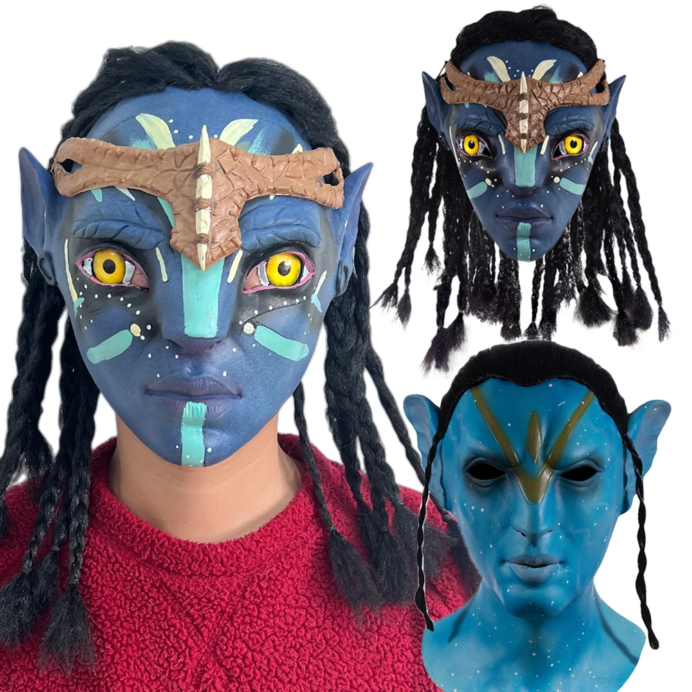 Movie Avatar 2 Cosplay Latex Mask Jake Sully Neytiri Luminous Helmet ...