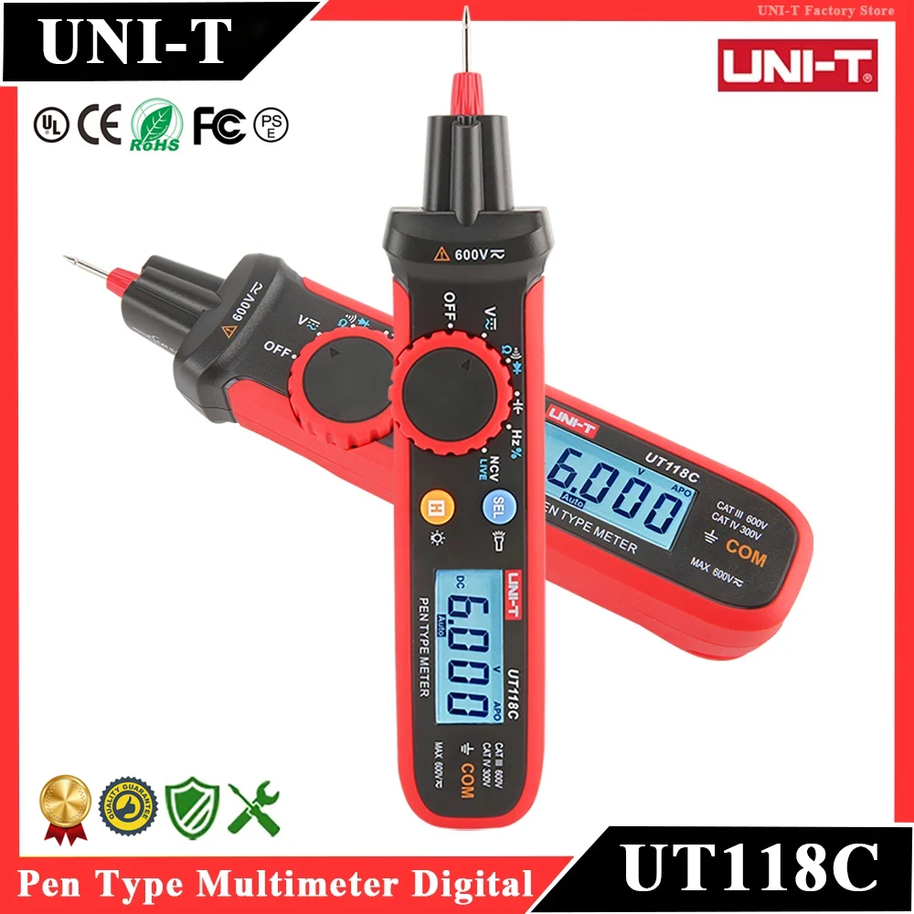 UNI-T-UT118C-Pen-Type-Multimeter-Digital-6000-Counts-AC-DC-Voltage ...