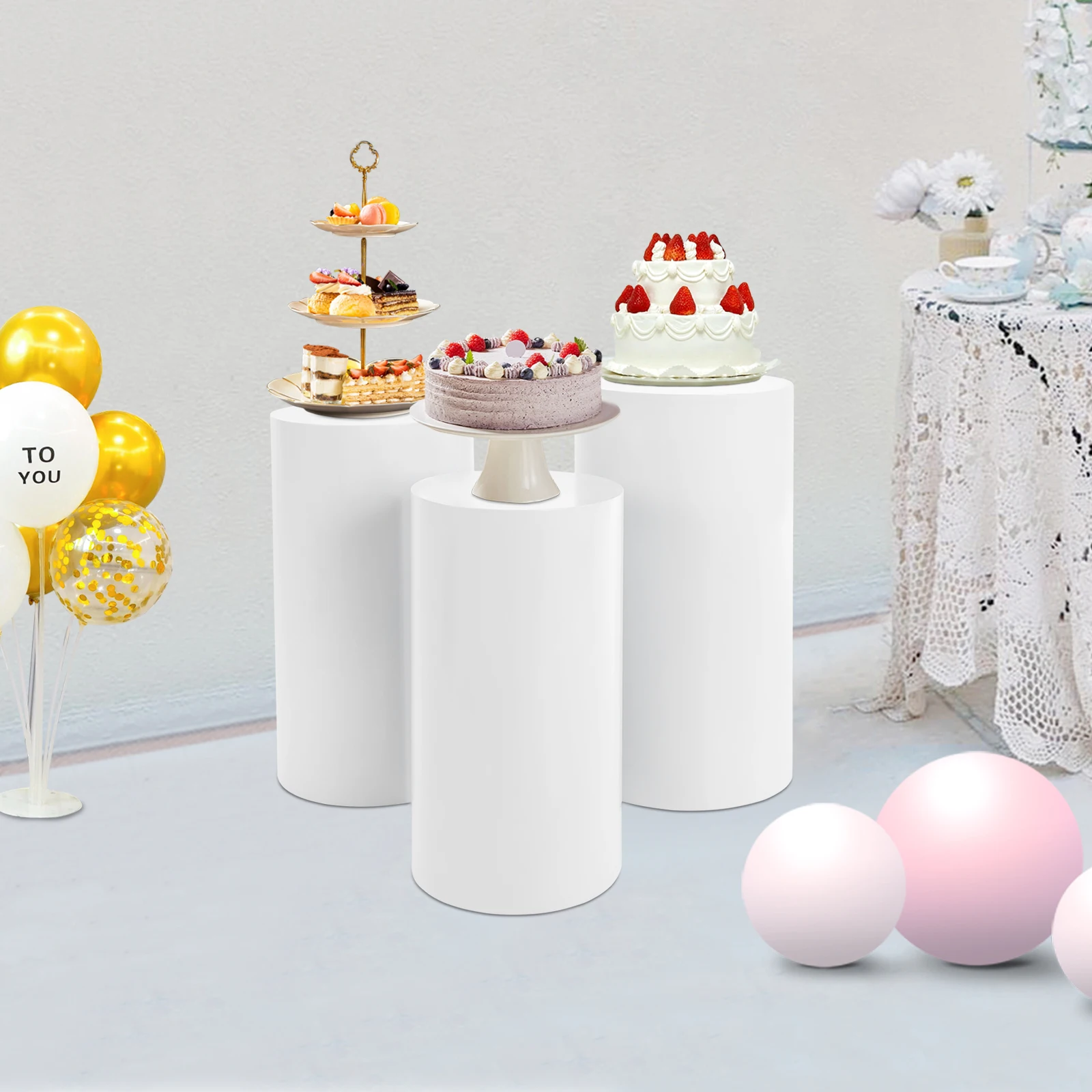 Cilindros Para Fiestas Redondos Blancos INGKTMFT Cylinder Stands For ...