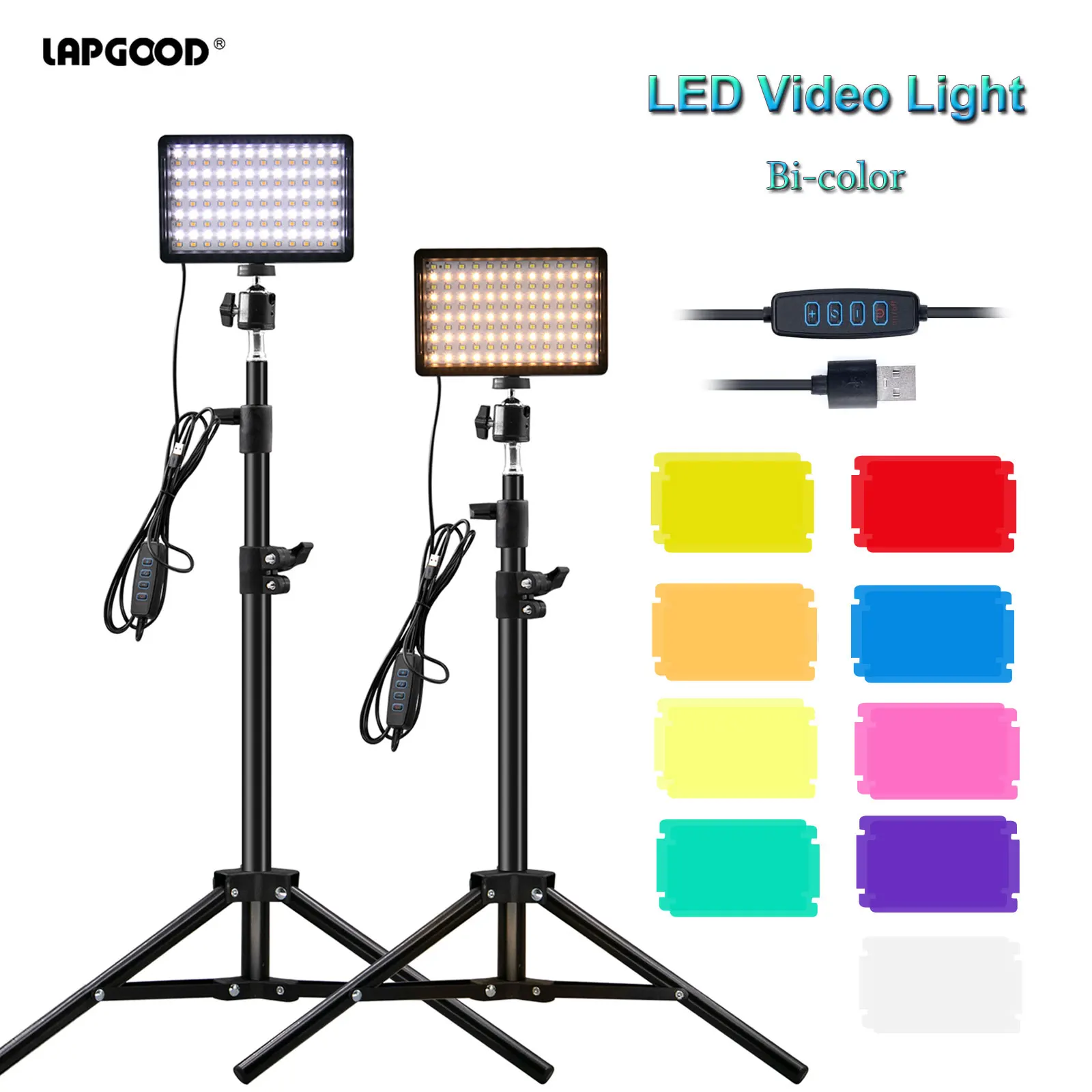 LED-Video-Light-Dimmable-Selfie-Fill-Lamp-Bi-Color-Photography-Lighting-With-Tripod-Stand-USB ...