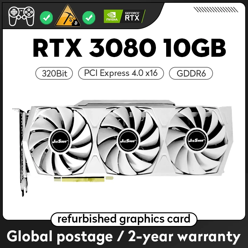 JIESHUO-tarjeta-gr-fica-para-juegos-NVIDIA-RTX-3080-10GB-tres-ventiladores-GDDR6X-8704-GPU ...