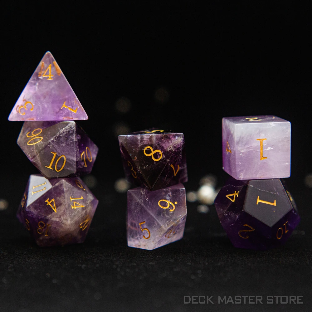 Amethyst-Dice-Polyhedral-Gemstone-Various-Shapes-Digital-D20-DnD-Dice ...
