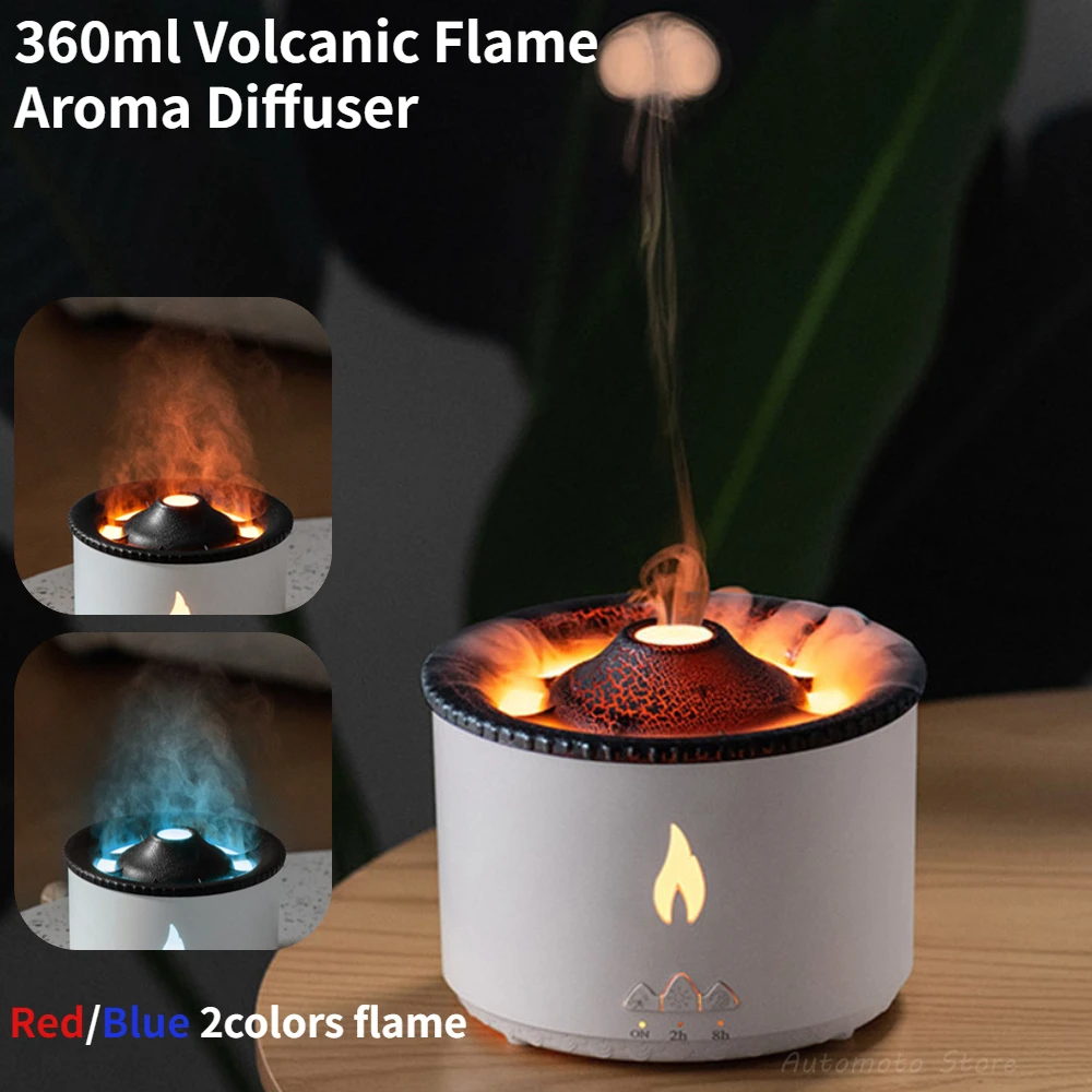 Volcanic-Flame-Aroma-Diffuser-Essential-Oil-360ml-Portable-Air-Humidifier-with-Smoke-Ring-Night ...