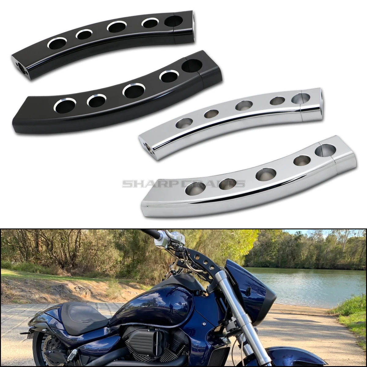 2X-CNC-Aluminum-Motorcycle-Pull-Back-Handle-Bar-Risers-Mount-for-Suzuki ...