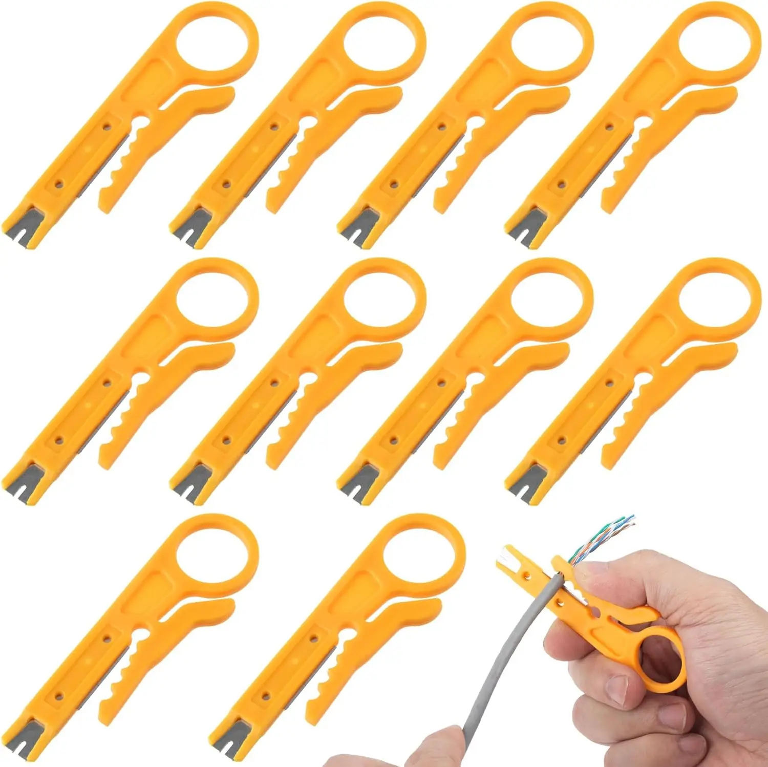 10pcs Wire Stripper with Secure Finger Loop, Cable Stripper Cutter Tool ...